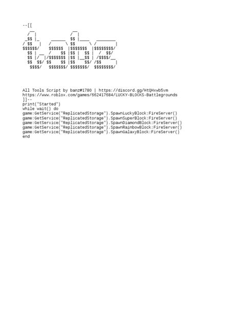 Lucky Blocks Battlegrounds All Tools Script Jan 2022 Pdf