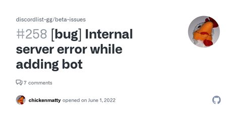 Bug Internal Server Error While Adding Bot · Issue 258 · Discordlist Ggbeta Issues · Github