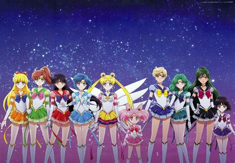 Sailor Moon Hd Wallpaper Legendary Sailor Scouts Unite In Starry Night
