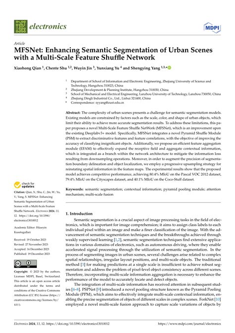 Pdf Mfsnet Enhancing Semantic Segmentation Of Urban Scenes With A