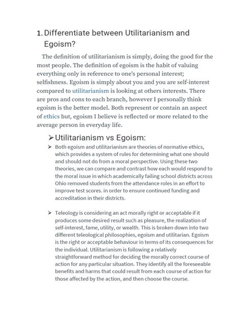 Differentiate Between Utilitarianism And Egoism Pdf