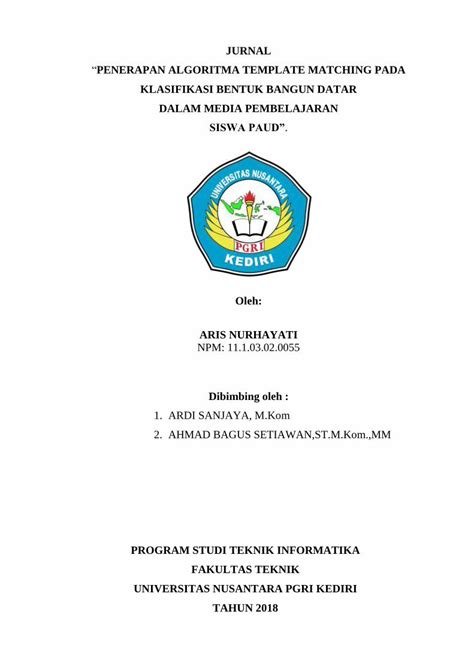 PDF JURNAL PENERAPAN ALGORITMA TEMPLATE MATCHING Simki Unpkediri Ac Id Mahasiswa File Artikel