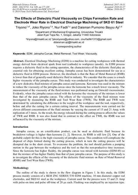The Effects Of Dielectric Fluid Viscousity On Chips Formation Rate And