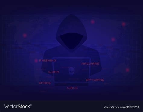 Hacker At Work With User Interface Royalty Free Vector Image