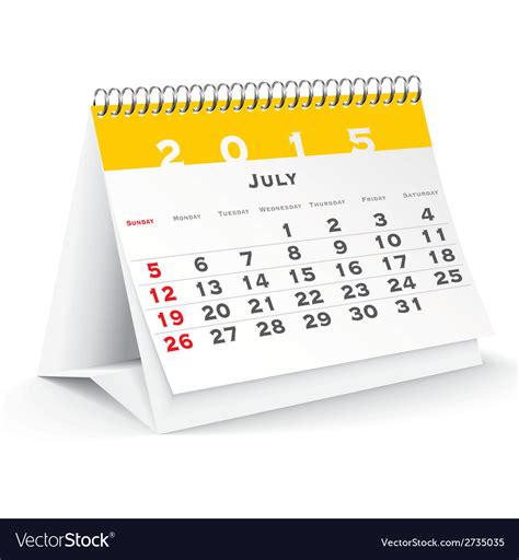 July 2015 Calendar Clip Art