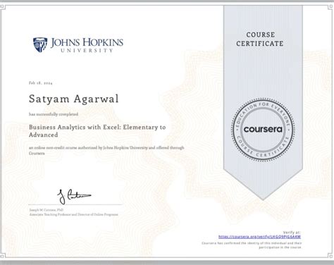 Excel Certification Learningjourney Satyam Agarwal