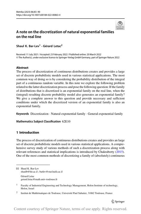 A Note On The Discretization Of Natural Exponential Families On The