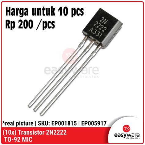 Jual 10pcs Transistor 2n2222 2n2222a To 92 Bipolar Transistor Bjt 2n