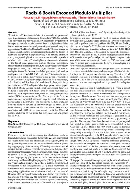 Pdf Radix 8 Booth Encoded Modulo Multiplier