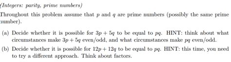 Solved Integers Parity Prime Numbers Number A Chegg