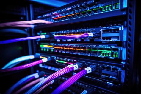 Premium Ai Image Infrastructure Concept In Data Center With Network Switch Ethernet Cable And