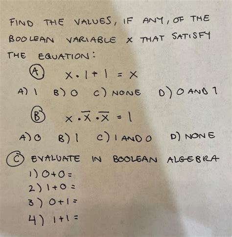 Solved Find The Values If Any Of The Boolean Variable X