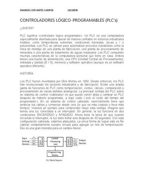 Controladores Lógicos Programables Plc Pdf Controlador Lógico Programable Lenguaje De