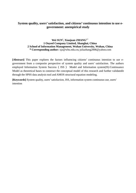 Pdf System Quality Users Satisfaction And Citizens Continuous