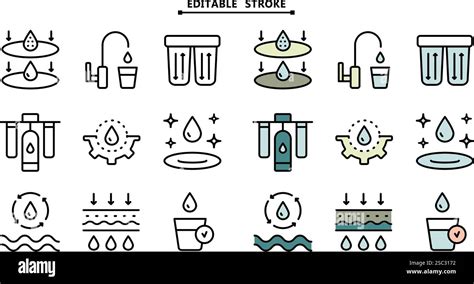 Simple Set Of Water Related Vector Color Icons Editable Stroke Water Purification Icon Set