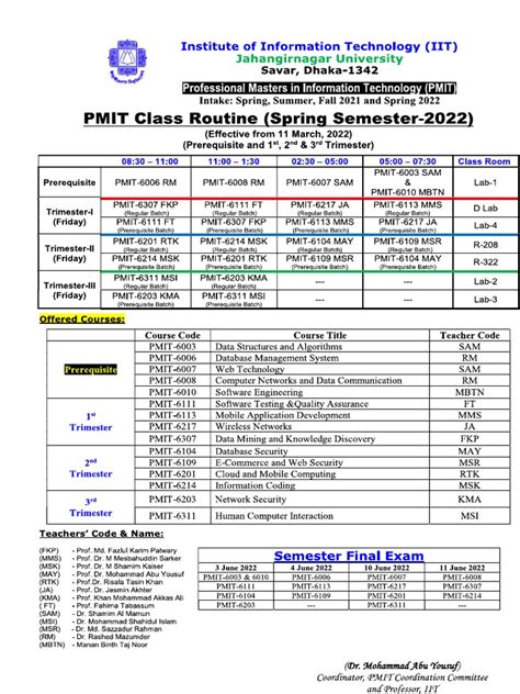 class routine pdf
