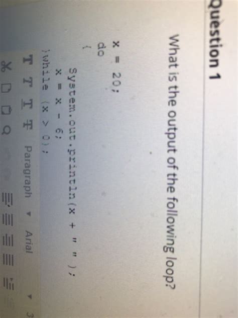 solved question 1 what is the output of the following loop