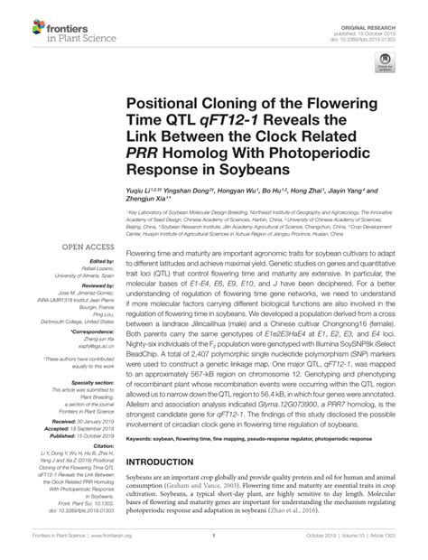 Pdf Positional Cloning Of The Flowering Time Qtl Qft12 1 Reveals The