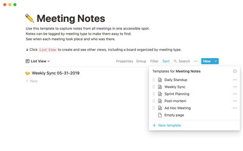 Meeting Notes Notion Template