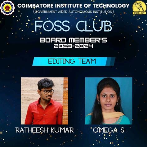 Foss Cit On Linkedin Foss Editing Team 2023 2024 Ratheesh Kumar