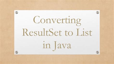 Converting Resultset To List In Java Youtube