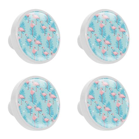 4 Pcs Flamingo Knobs For Kitchen Cabinet Cupboard Dresser Bookcase Drawer Pulls Handles Round