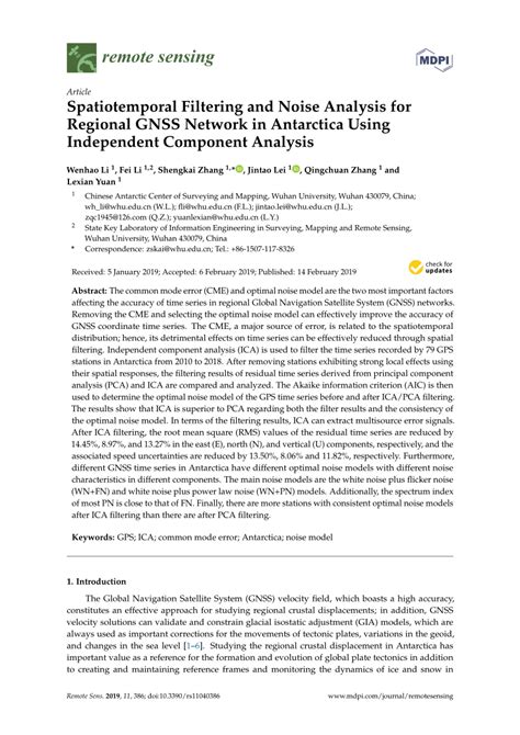 Pdf Spatiotemporal Filtering And Noise Analysis For Regional Gnss