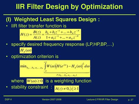 PPT Digital Signal Processing II Lecture 2 FIR IIR Filter Design PowerPoint Presentation