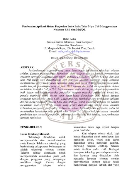 Artikel Penjualan Pulsa Mysql N Netbeans Pdf