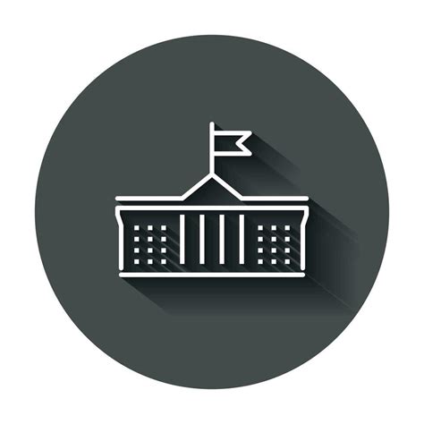 Banco Edificio Icono En Plano Estilo Gobierno Arquitectura Vector Ilustración Con Largo Sombra