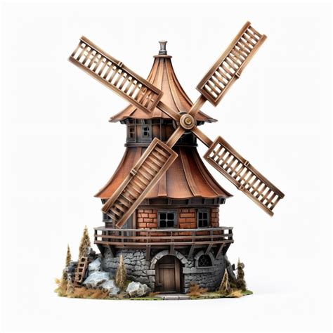 Premium Ai Image Windmill Isolated On White Background