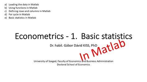 01 Econometrics Basic Statistics In Matlab Youtube