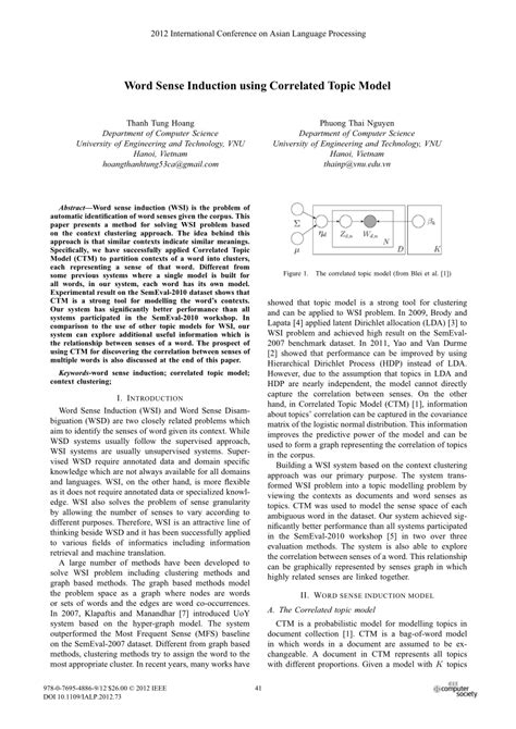 Pdf Word Sense Induction Using Correlated Topic Model