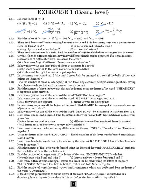 Permutations And Combinations Package Pdf