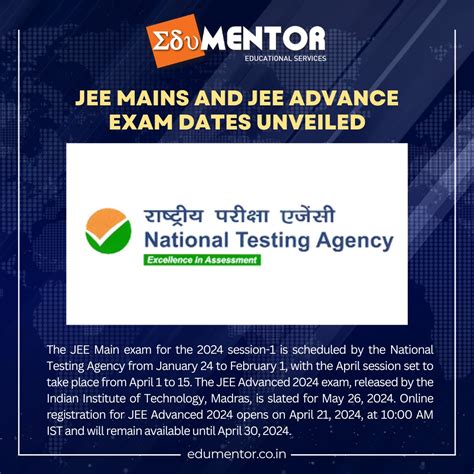 JEE Mains And JEE Advance Exam Dates Unveiled EduMENTOR Best Entrance Test Preparation Institute
