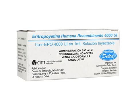 Eritropoyetina Humana 4000 Ui Frasco X 1 Ml Delta Droguería Ética