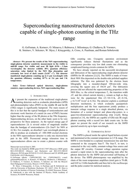 Pdf Superconducting Nanostructured Detectors Capable Of Single Photon