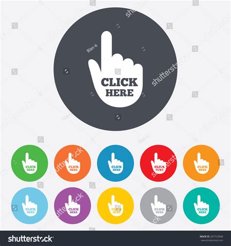 Click Here Hand Sign Icon Press Stock Vector 207723940 Shutterstock