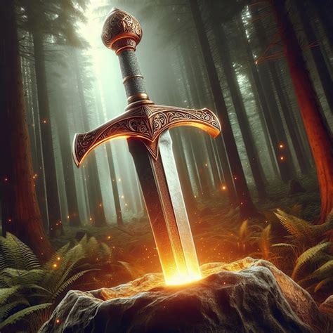 Premium Photo Excalibur The Mythical Sword In The Stone