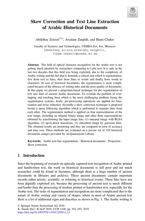 Pdf Skew Correction And Text Line Extraction Of Arabic Historical Documents