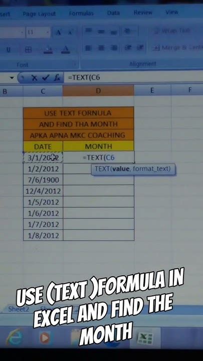 Use Text Formula Excel In Find The Month Youtube