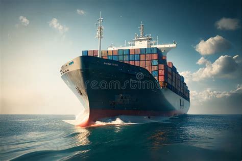 the ship transports containers by sea ai generated stock illustration