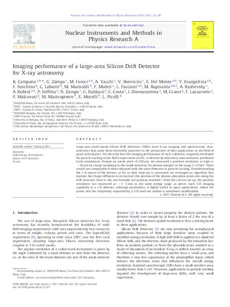 Pdf Imaging Performance Of A Large Area Silicon Drift Detector For X