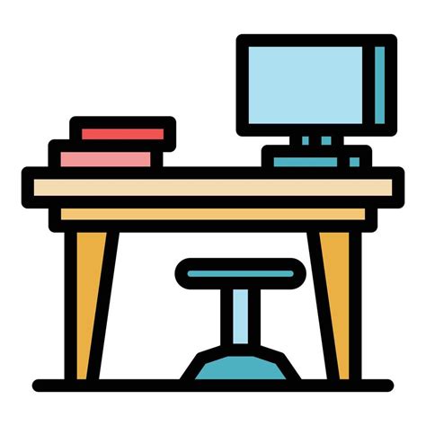 Computer Desk Icon Color Outline Vector 15072503 Vector Art At Vecteezy