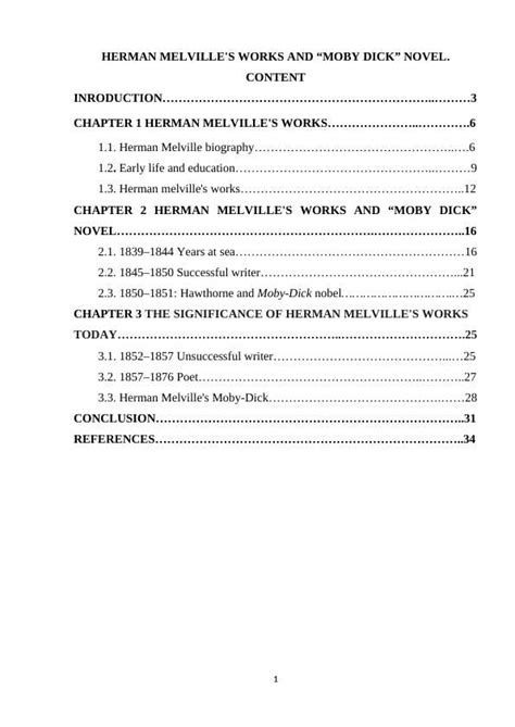 Herman Melvilles Works And “moby Dick” Novel