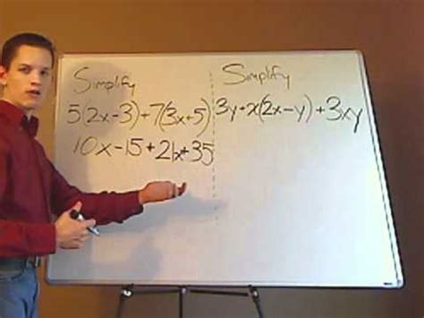 algebra - simplifying algebraic expression using distributive property - two examples - YouTube