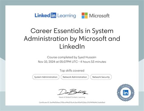 Syed Hussain On Linkedin Certificate Of Completion