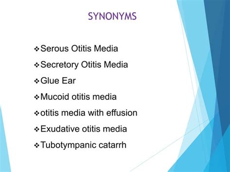 Serous Otitis Media Pptx Ear Nose And Throat Conditions Diseases
