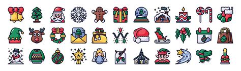 Christmas Filled Line Icon Set 33128805 Vector Art At Vecteezy