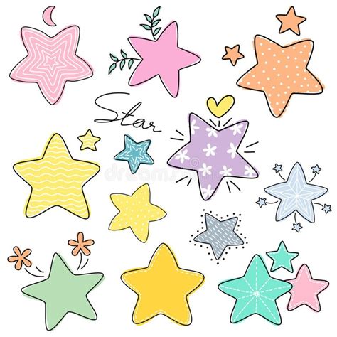 Collection Star Graphics For Design And Decoration Stock Illustration